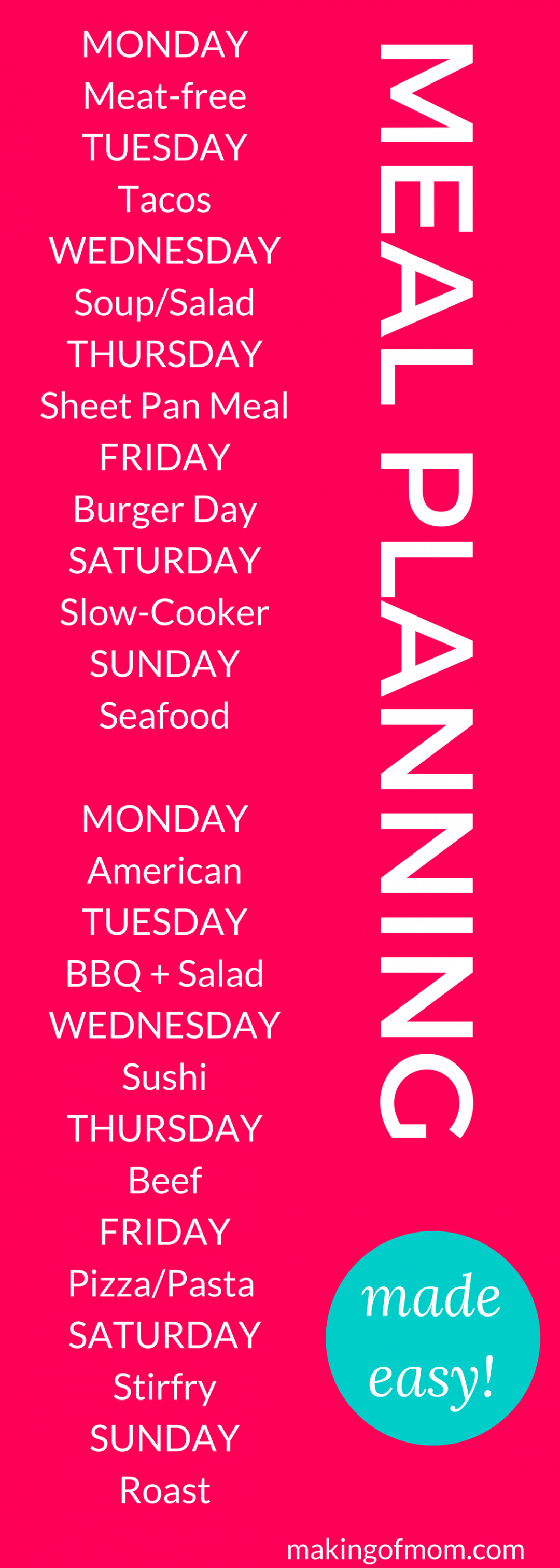 Break Out Of Your Dinner Rut With this Simple Meal Planning Schedule ...