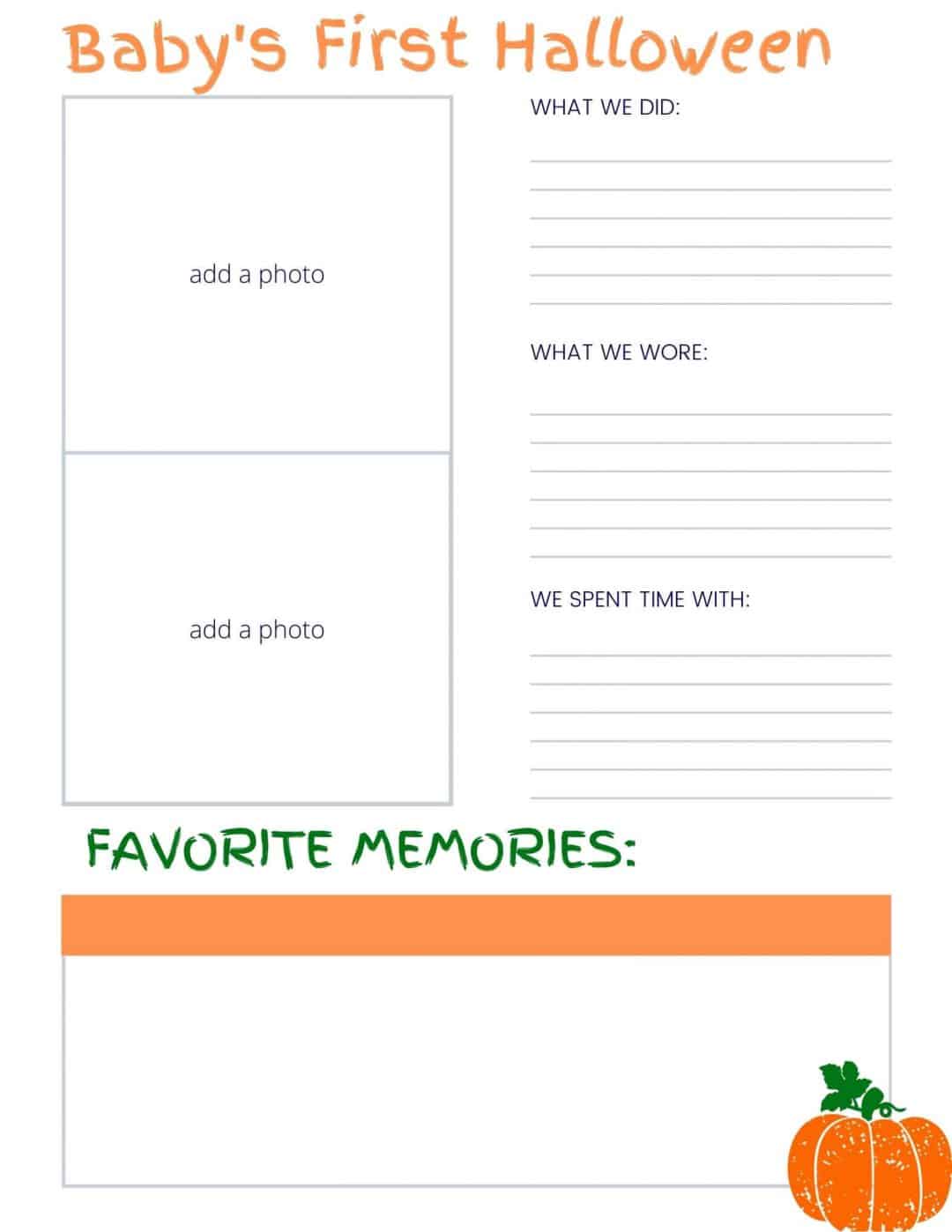 Baby's First Halloween Memory Journal Printable - Making of Mom